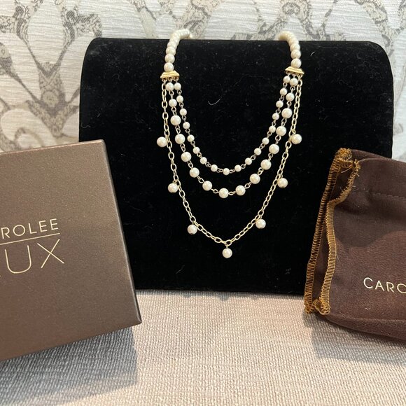 Carolee | Jewelry | Carolee Lux Pearl Necklace Gold Tone | Poshmark